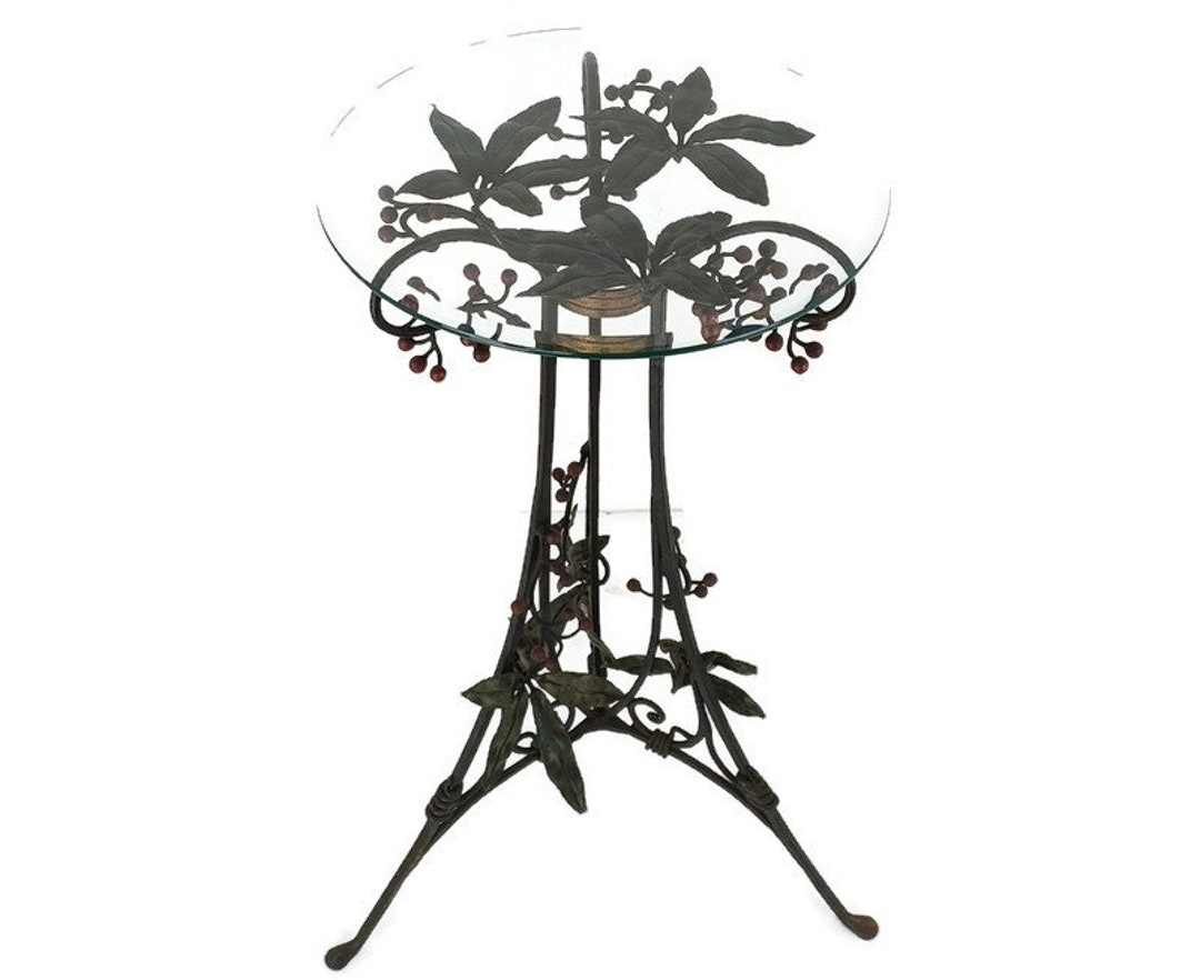 Wrough Iron Table Grapes Cast Iron Gorgeous Art Deco Side Table ...