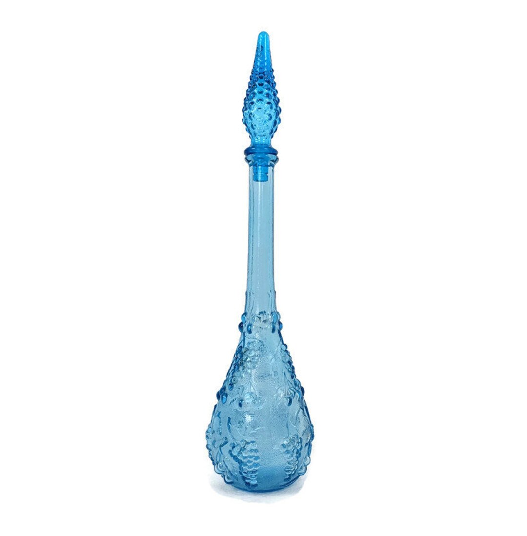 Vintage Art Bubbled Glass Light Blue Azzurro Empoli Bottle Italian ...