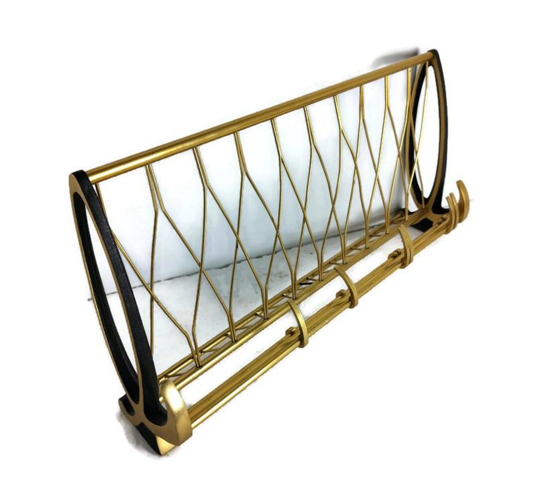 Small Funky Gold Vintage Mid Century Chrome Coat Hat Rack Railroad Pop ...