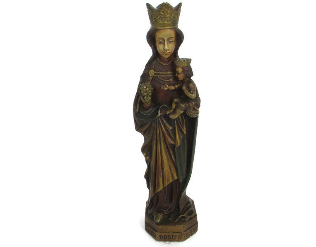 Statue Our Lady of Tongeren Black Madonna Infant Jesus Grapes Collector ...