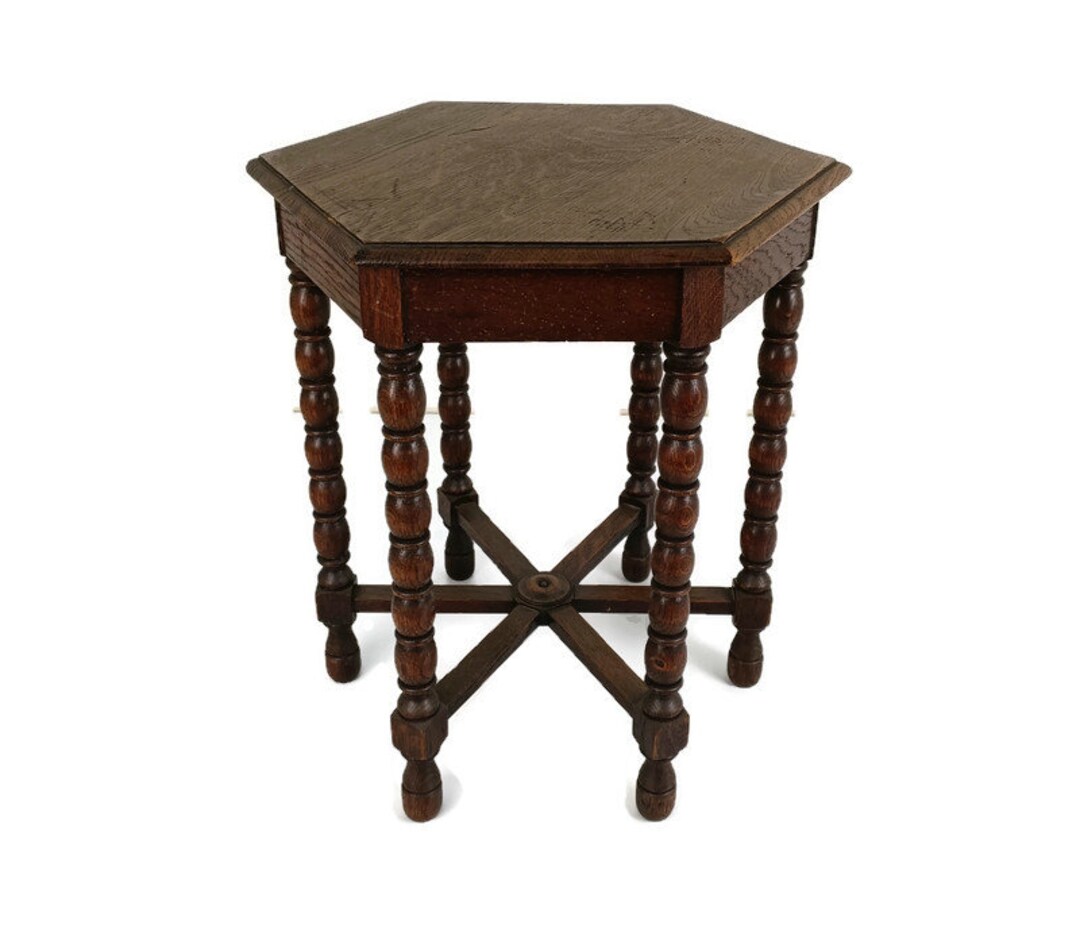 Antique Coffee Side Occasional Table Bobbin Legs Barn Farmhouse Style ...