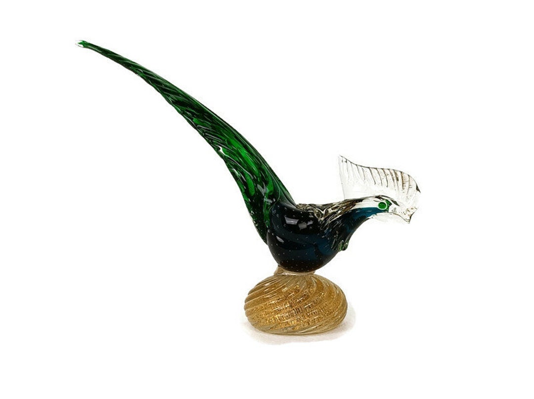 Murano Archimede Seguso Exotic Bird Gold Flakes Pheasant HTF Collector ...