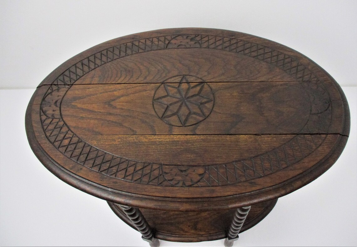 Ornate hand Carved Wooden Table 6 Legs Bobbin Legs Coffee Side | Etsy