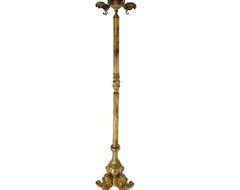 Beautiful Mid-century Free Standing Ornate Onyx and Brass Coat Stand ...