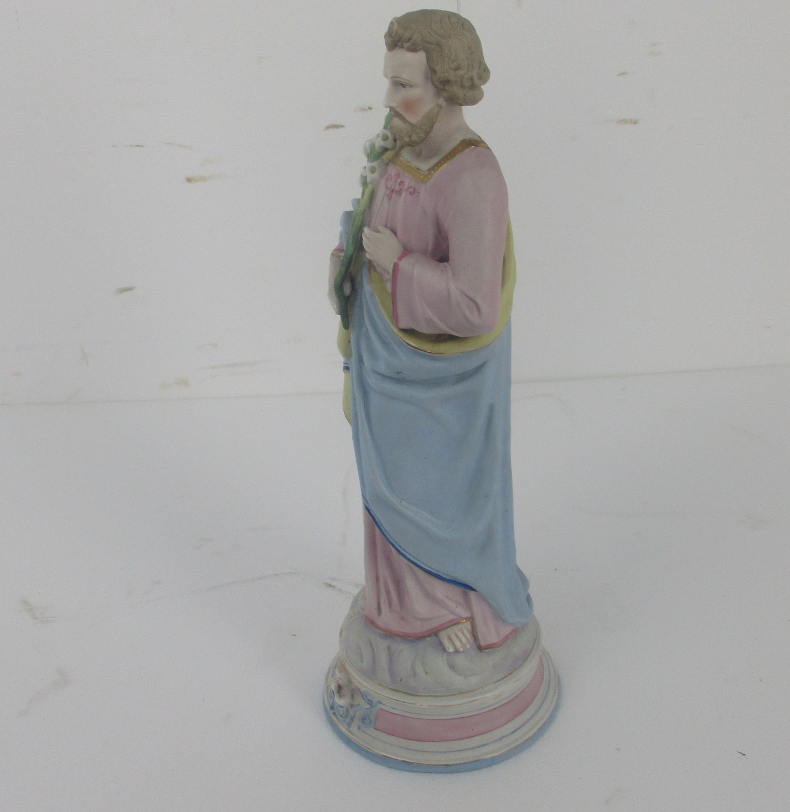 Antique Porcelain Bisque Statue Saint Joseph Angel Lilies | Etsy