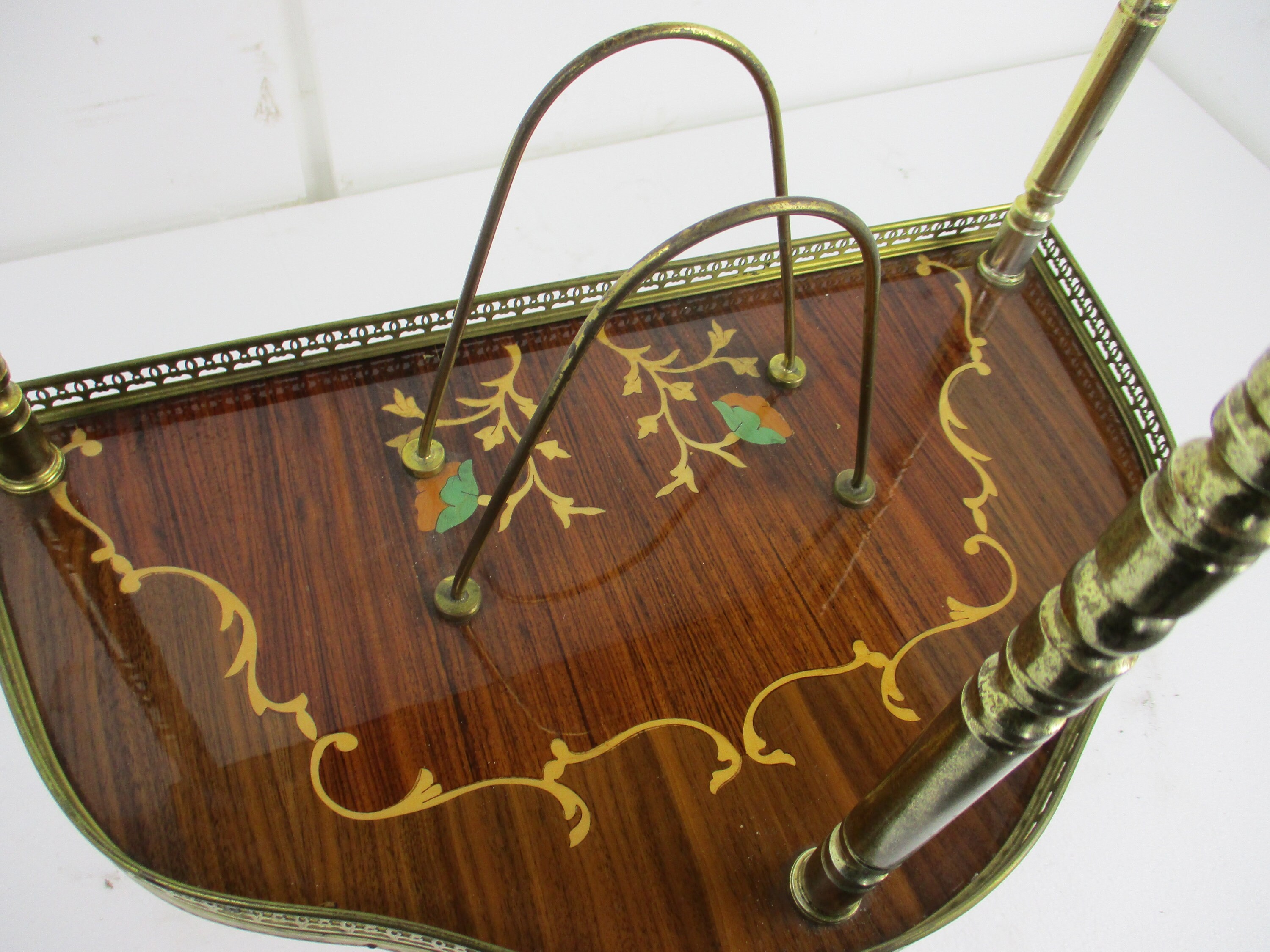 Demi Lune Wall Console Table Ornate Cabinet Two Tier Inlay Marquetry ...