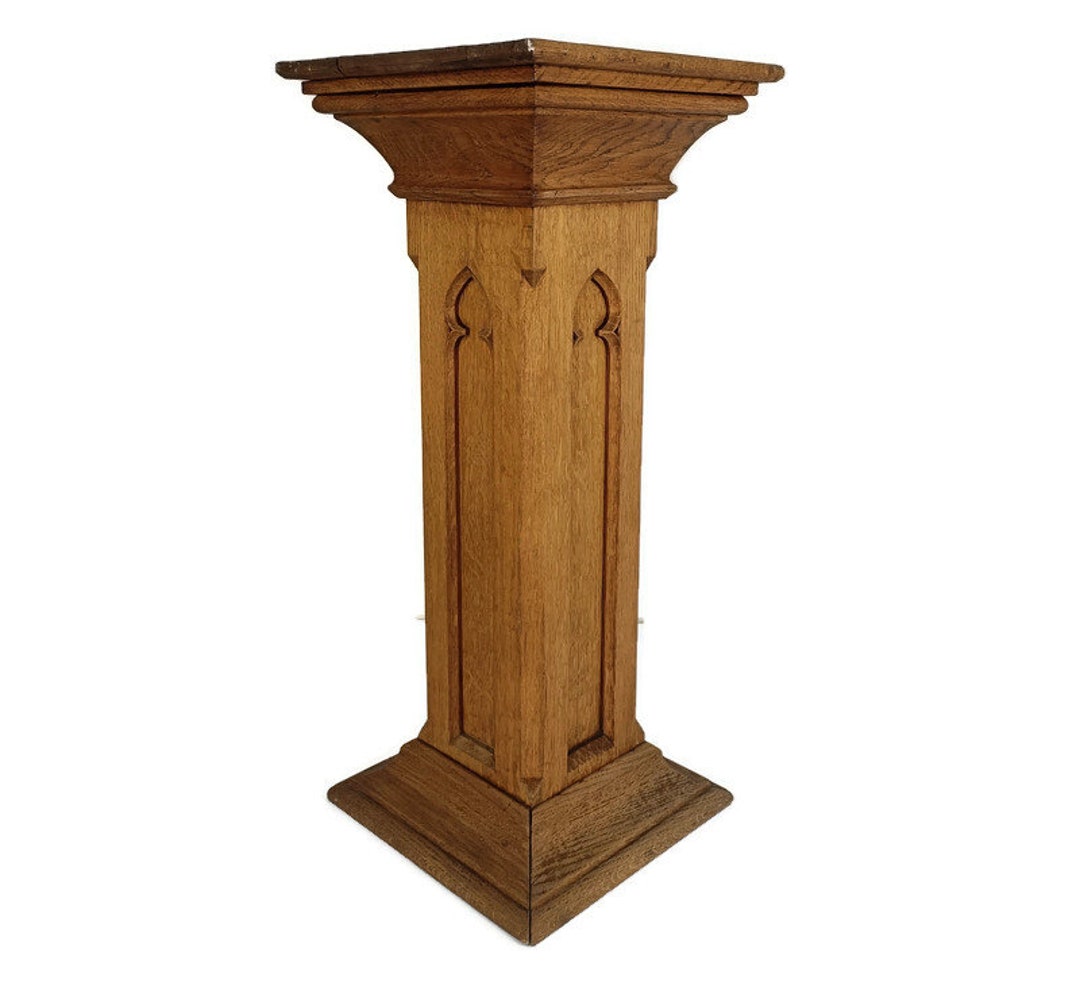 Gothic Antique Wooden Ornate Side Display Table Pedestal Plant Stand ...