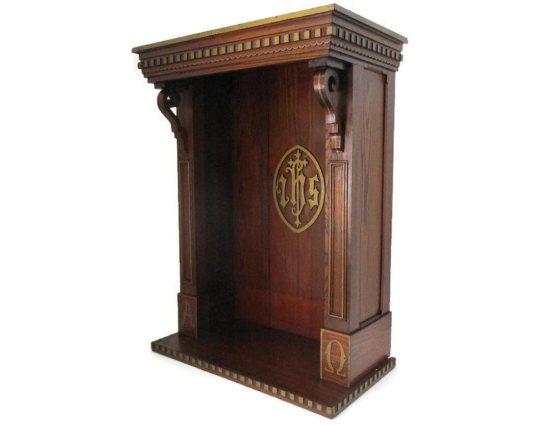 Gothic Gorgeous Wooden Ornate Chapel for Statue Pitch Pine Inlay ...