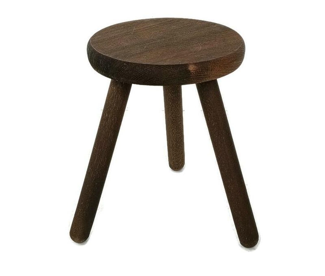 Small Carved Wooden Milking Stool Side Table Pedestal Barn Style - Etsy