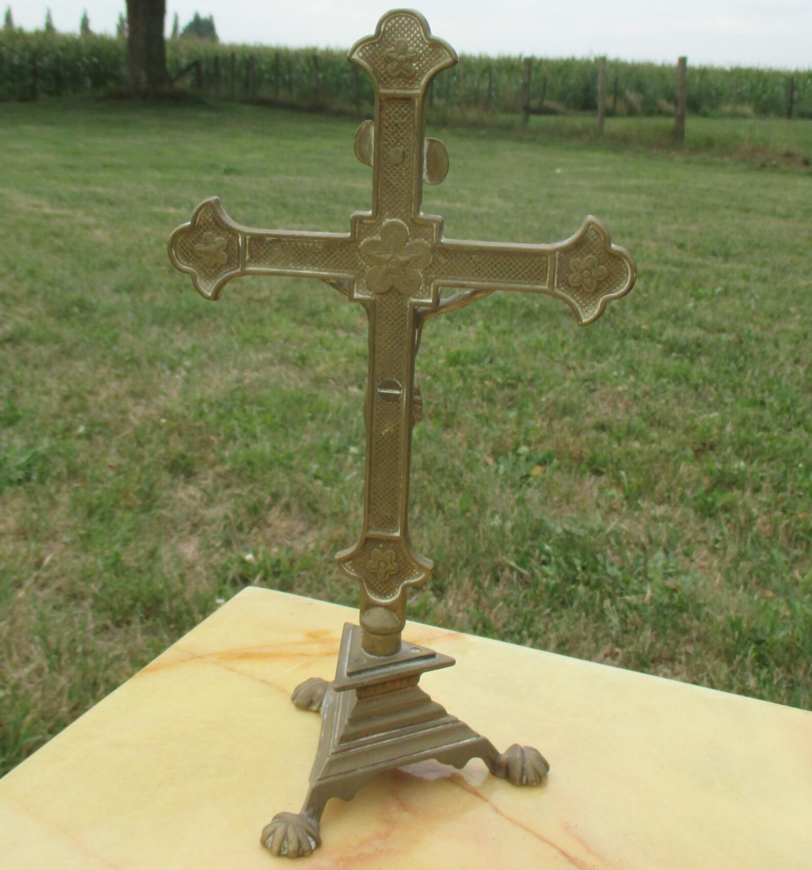 Beautiful Brass Table Crucifix Cross Memento Mori Decorative | Etsy