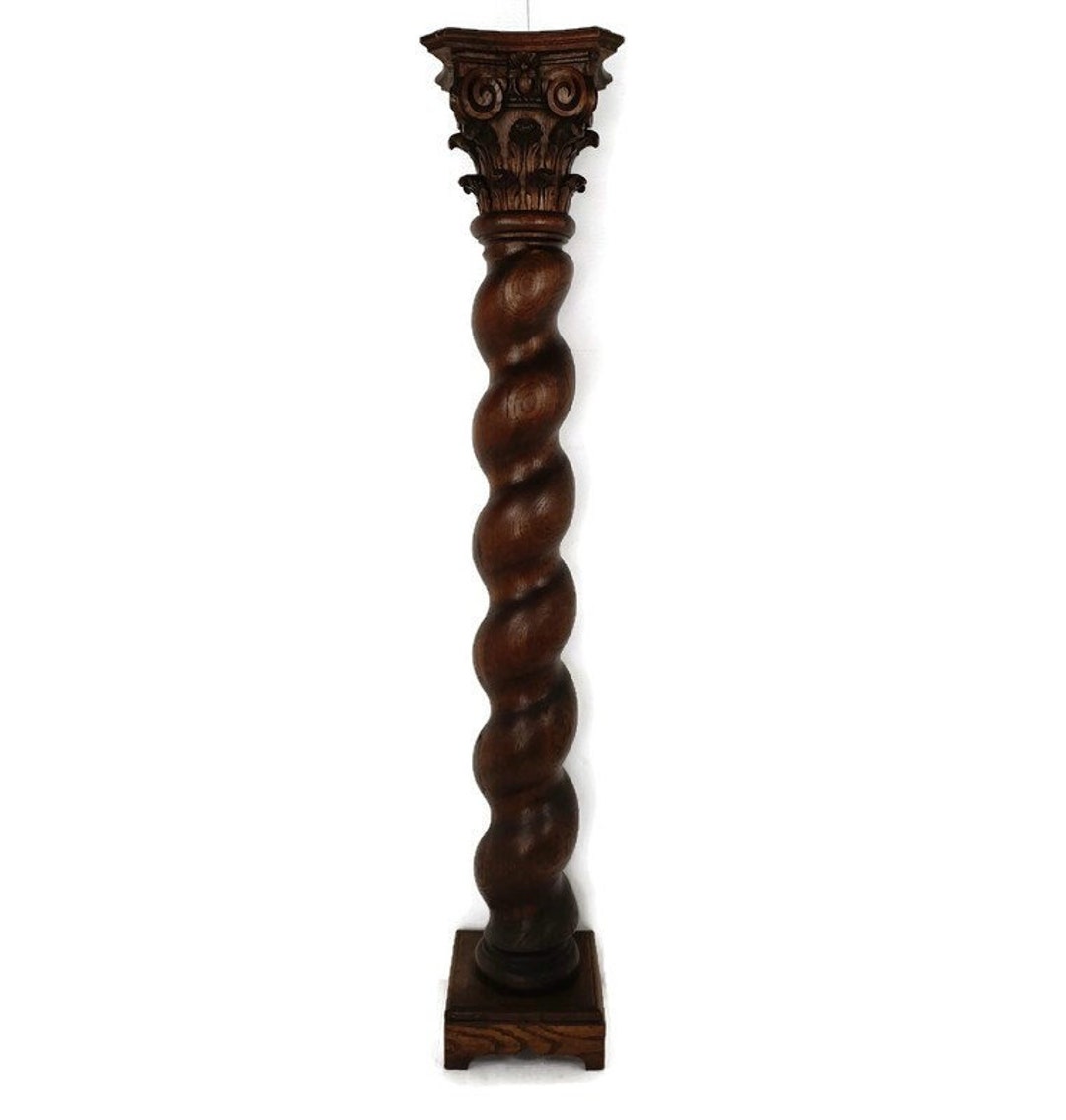 Exquisite Barley Twist Wooden Pillar Pedestal Display Side Occasional ...