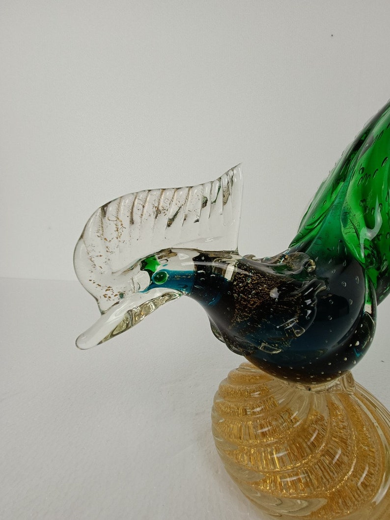 Murano Archimede Seguso Exotic Bird Gold Flakes Pheasant HTF - Etsy