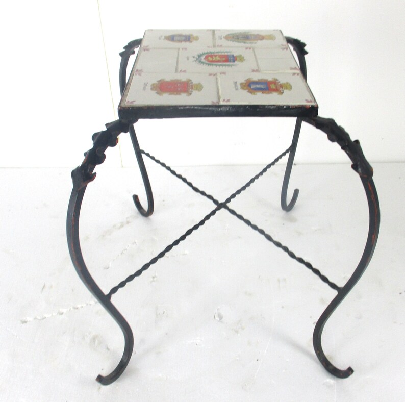French Shields Vintage Side Table Plant Stand Ceramic Tiles - Etsy