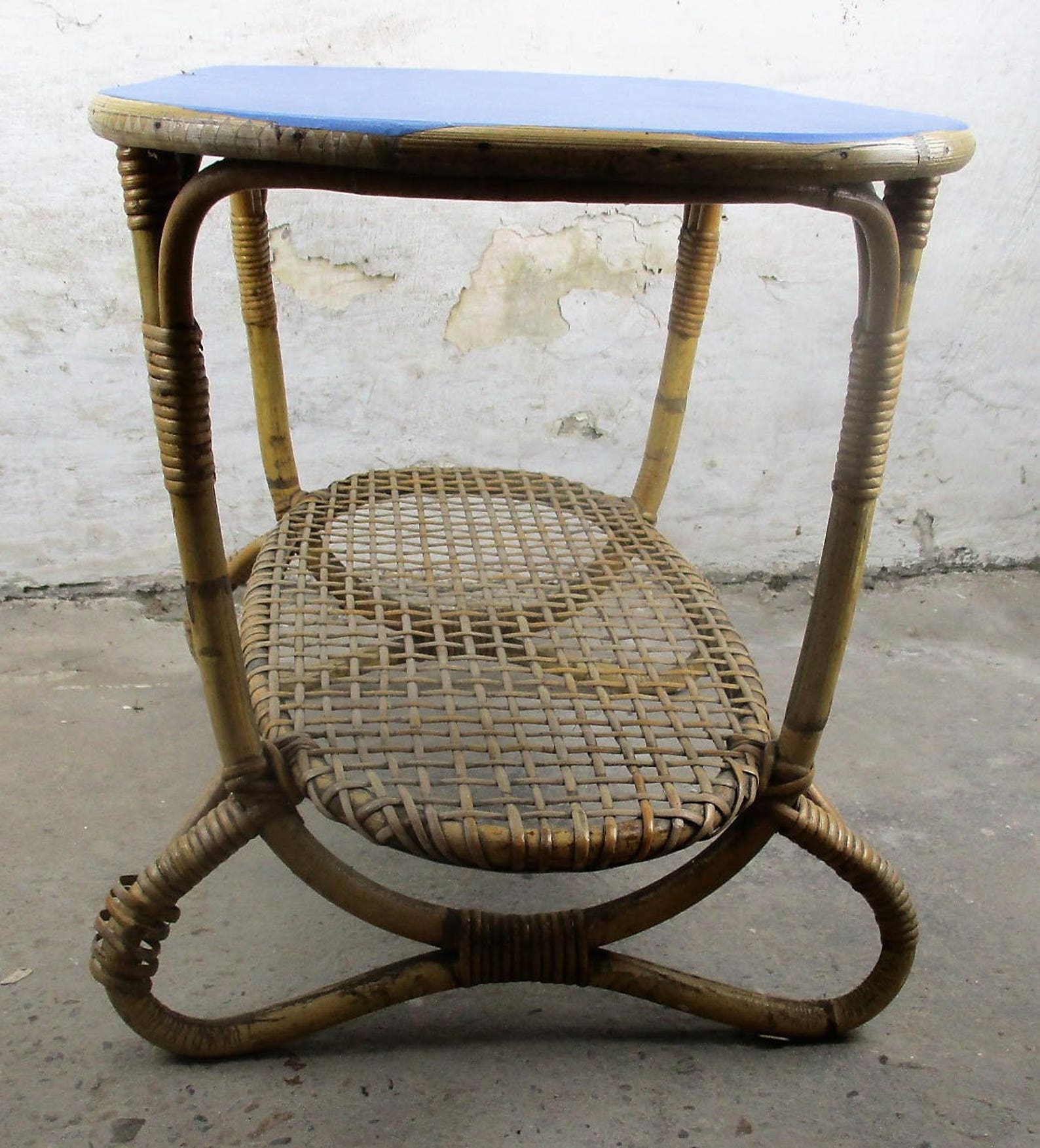 Small Vintage Coffee Table Side Occasional Table Rattan - Etsy