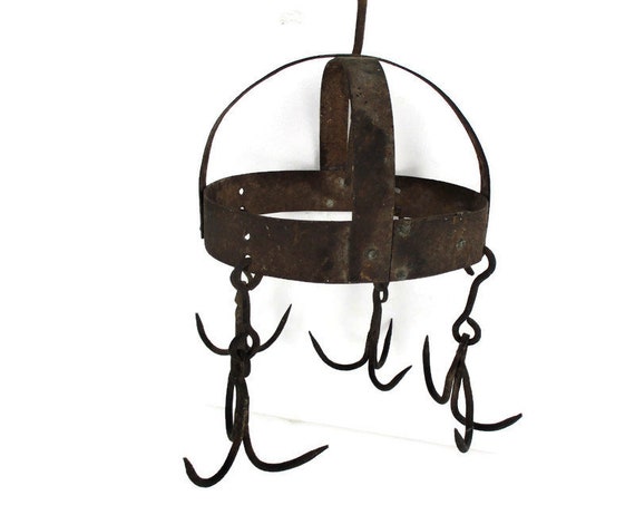 Antique Hanging Butcher Rack Cast Wrought Iron 4 Hooks French - Etsy UK