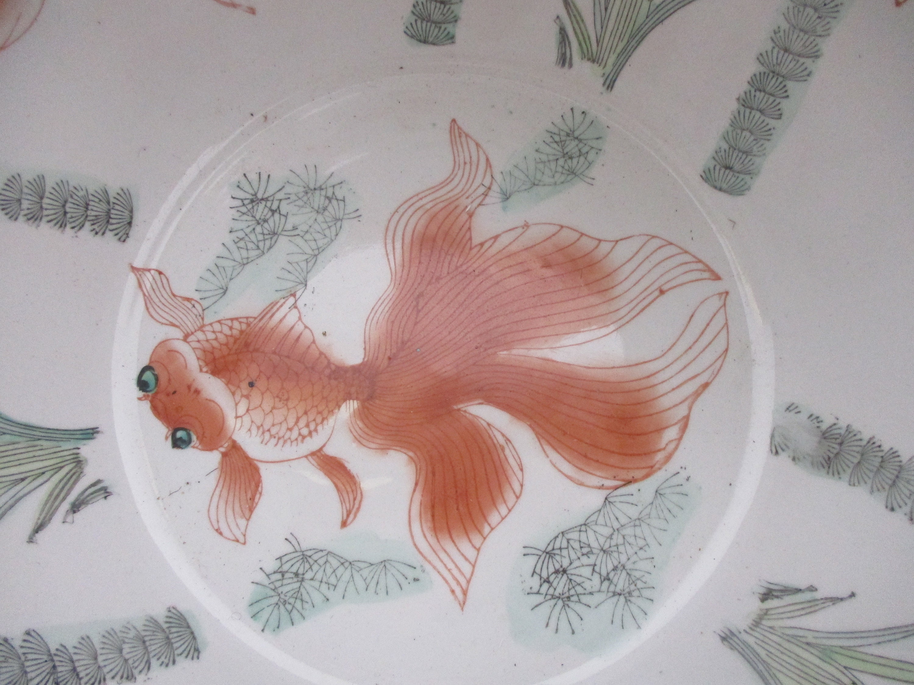 X Large Vintage Chinese Porcelain Enamel Famille Rose Koi Fish | Etsy