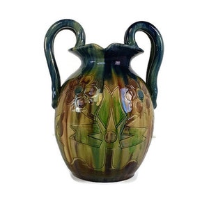 Antique Gorgeous Polychrome Pottery Faience De Flanders Vase Bruges ...