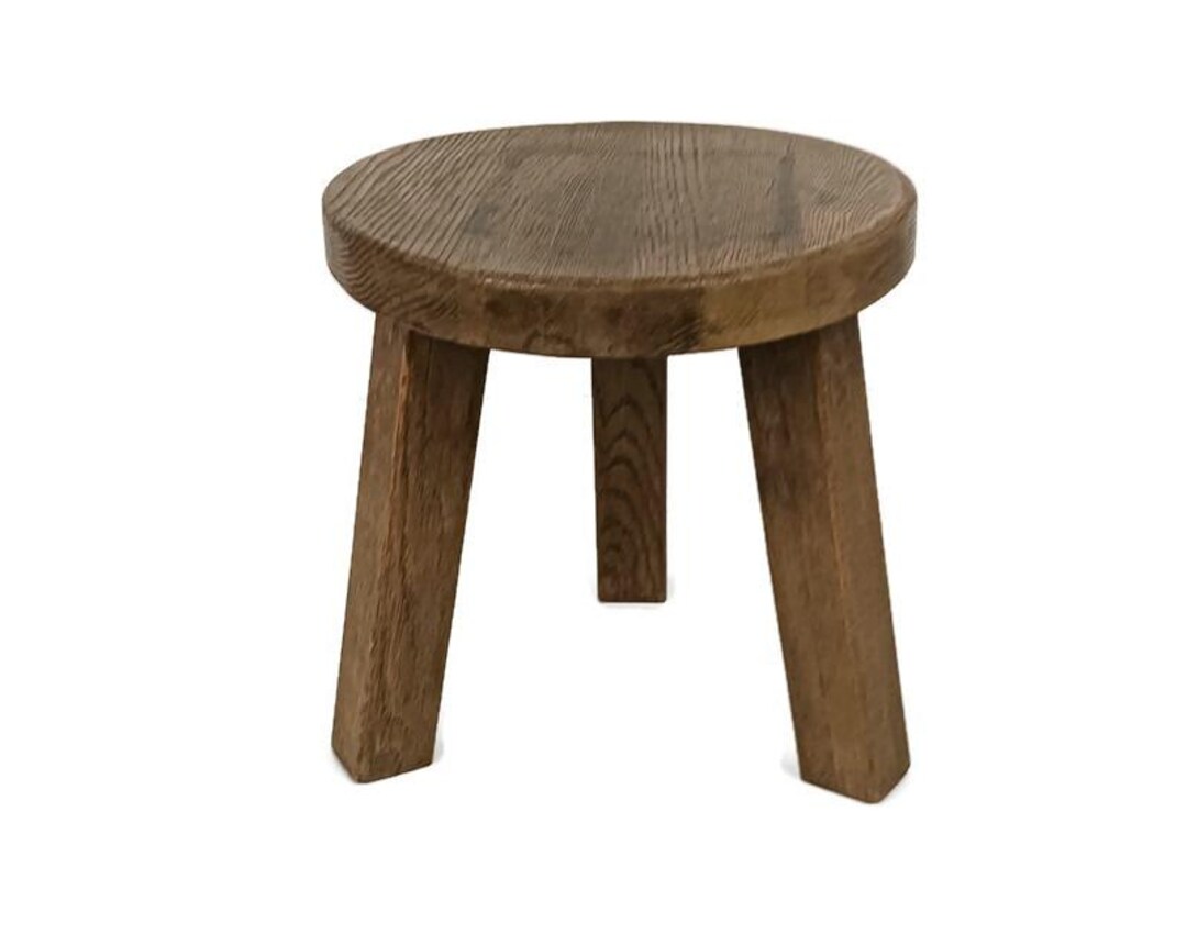 Carved Wood Milking Stool Pedestal Table Pedestal Vintage Small Side ...