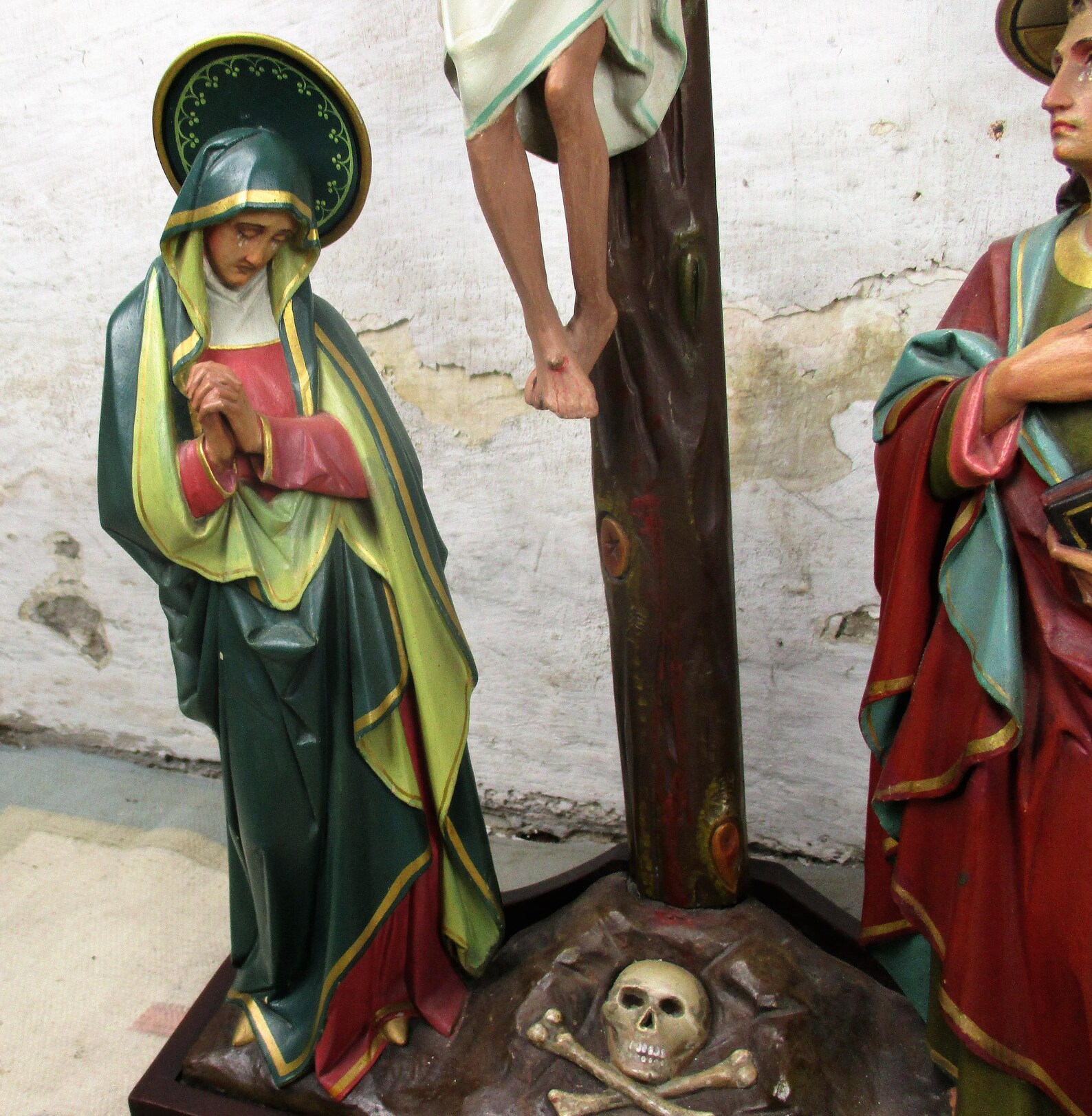 XXL Church Quality 19th C Plaster Calvary Group Crucifix John - Etsy