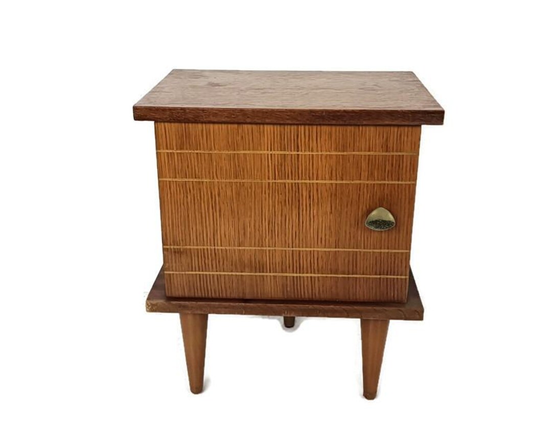 Vintage Wooden Nightstand Mid Century Modern Style End Table Modernist ...