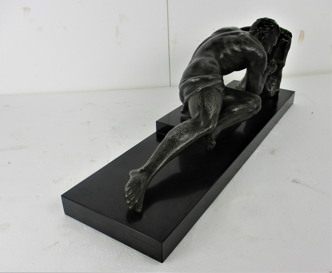 Large Bauhaus Art Deco Sculpture Statue Strong man lifting | Etsy