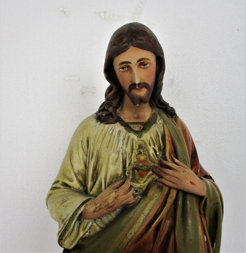 Antique Altar Statue Jesus Christ Savior Sacred Heart Neo Gothic 1900 ...