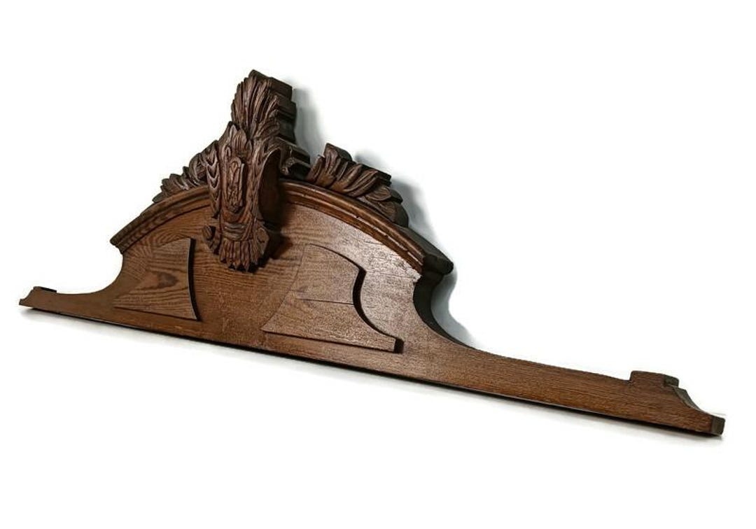 Antique Pediment Over Door Carved Wood Pitchpine Reclaimed Salvaged ...