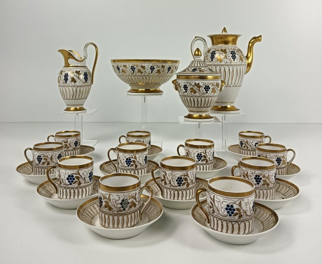 Coffee Tea Set Cups and Saucers French Empire Style Antique Teapot ...