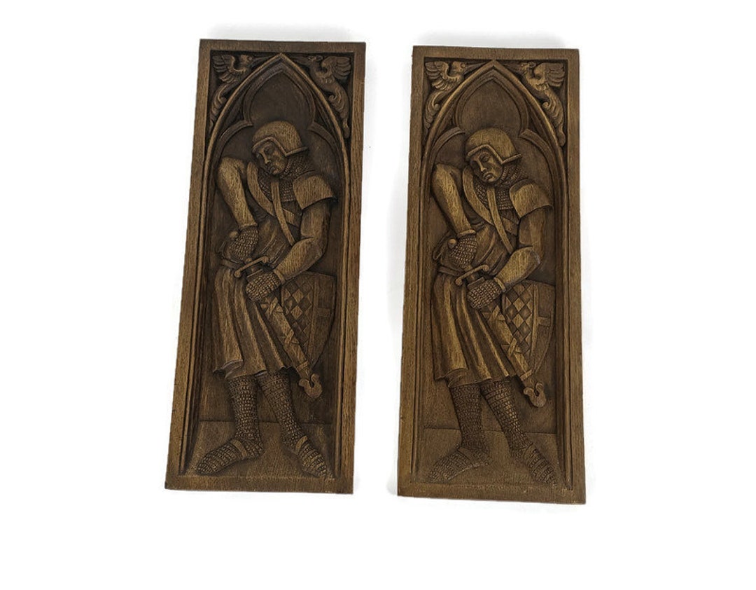 Vintage Wall Panels Plaques Reclaimed Knight Gothic Birds - Etsy