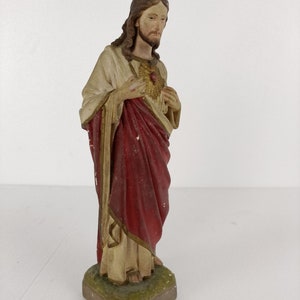 Statue Jesus Christ Savior Sacred Heart Holy Heart Plaster Antique Art ...