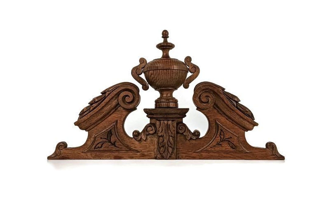 Gorgeous Carved Wooden Pediment Over Door With Spindle Antique ...