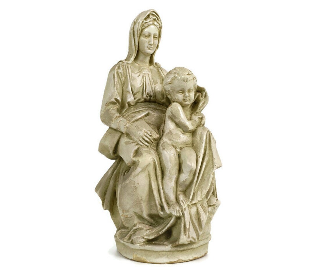 Statue Sitting Our Lady Virgin Mary Infant Sedes Sapientiae Plaster ...
