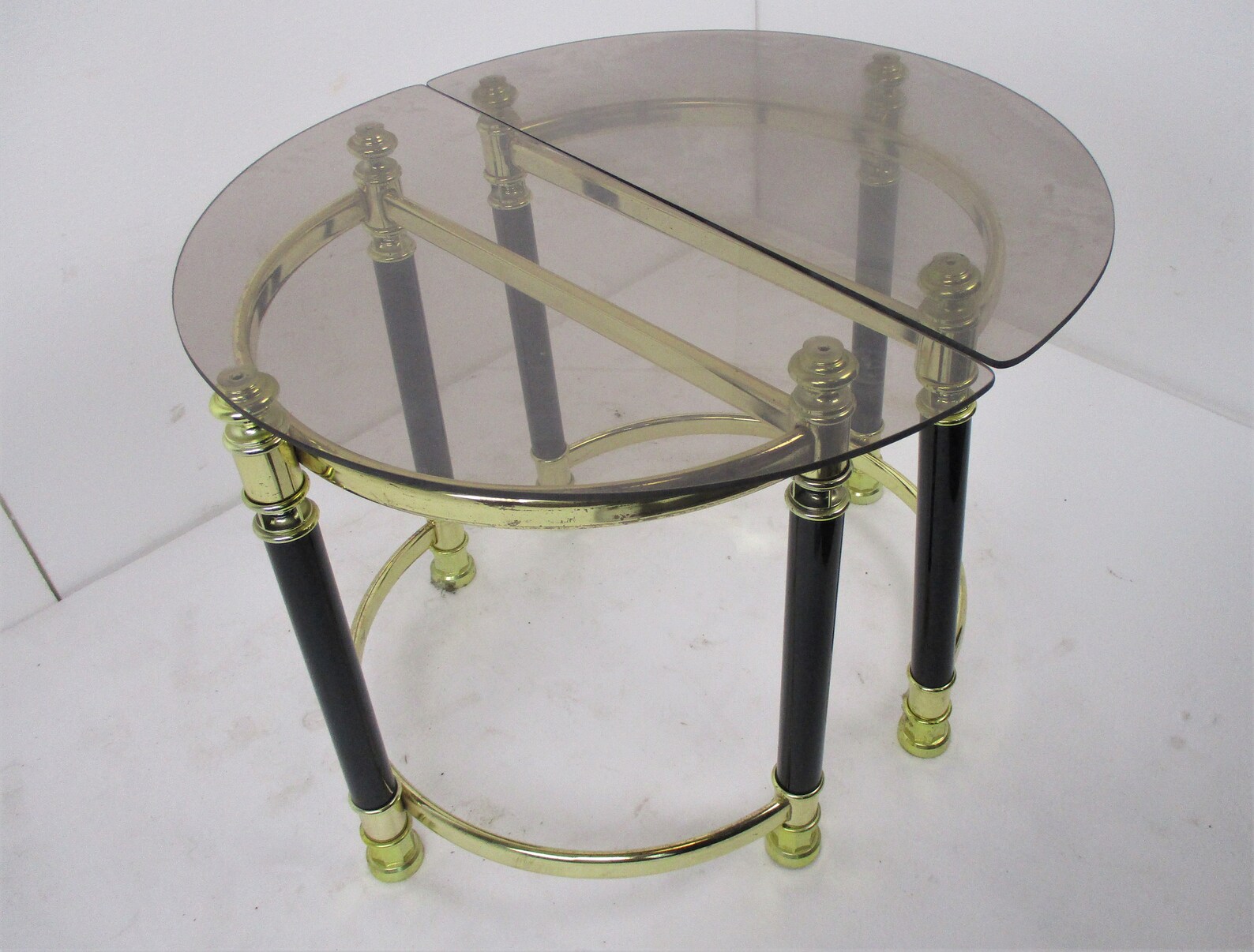 Two Side Coffee Wine End Tables Chrome Smoked Glass 80s Half | Etsy