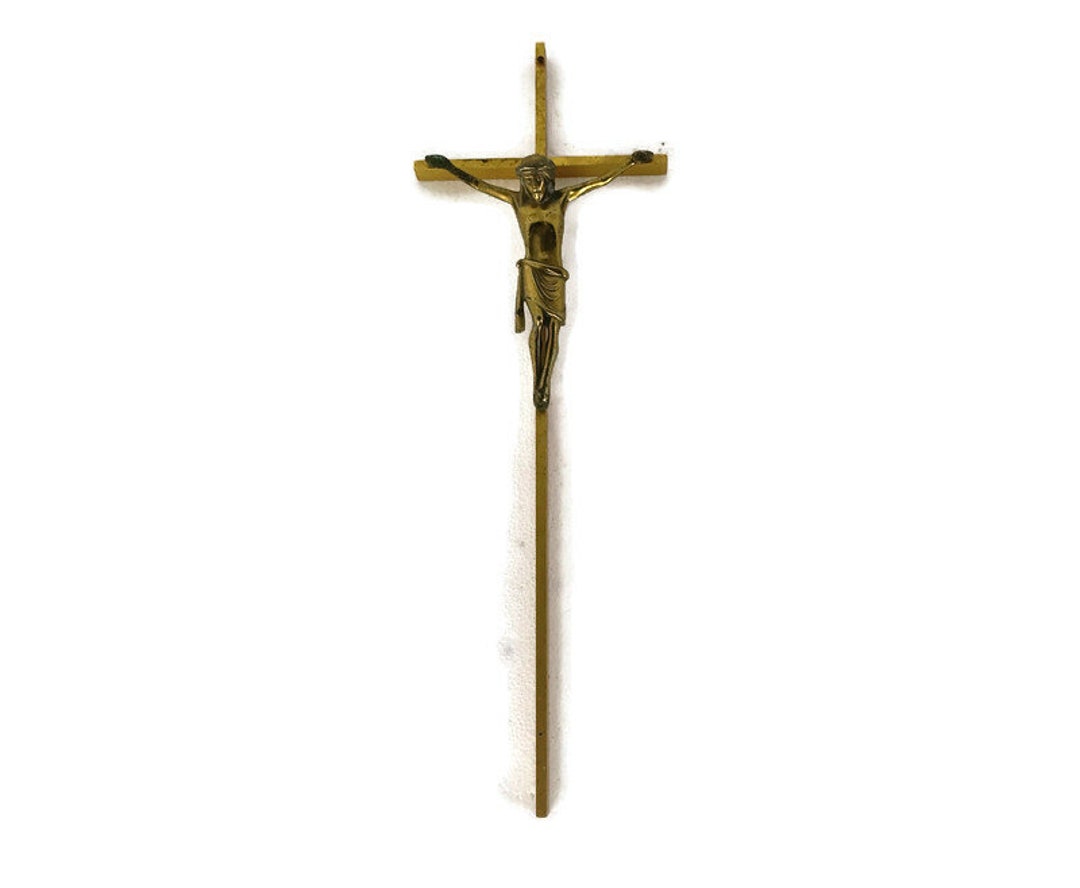 Large Hanging Crucifix Cross Brass Ornate Corpus Christi Christianity ...