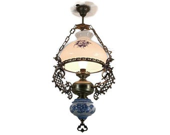 Vintage Delft Blue Chandelier With 8 Light Arms - Etsy