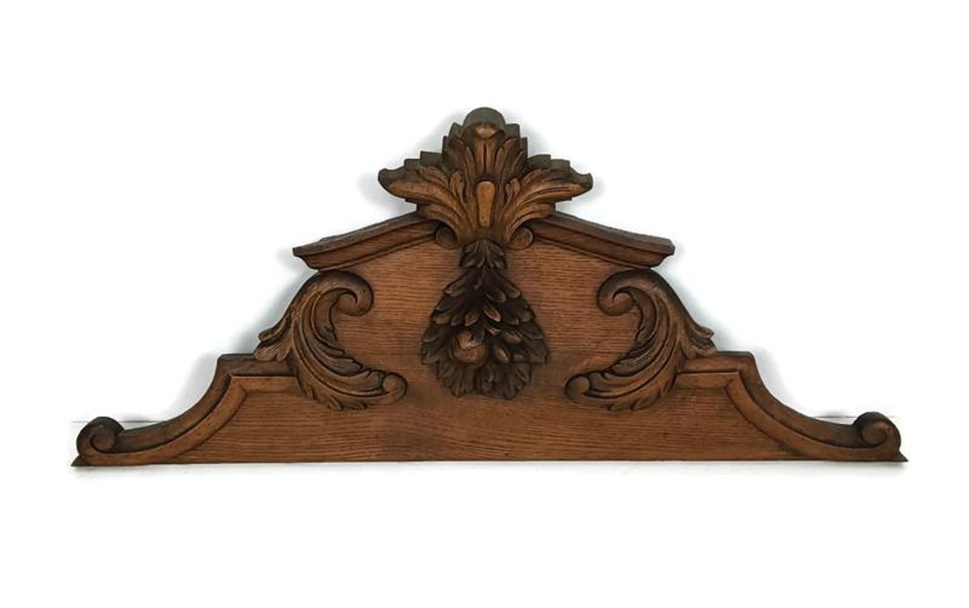 Hand Carved Wooden Pediment Over Door Architectural Gorgeous Antique 3D ...