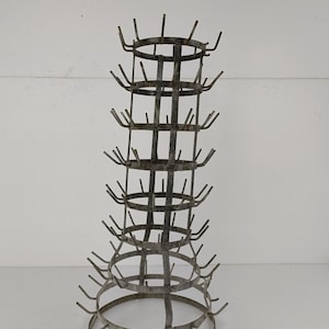 Large French Antique Champagne Wine Bottle Drying Rack 8 Tier Rustic ...