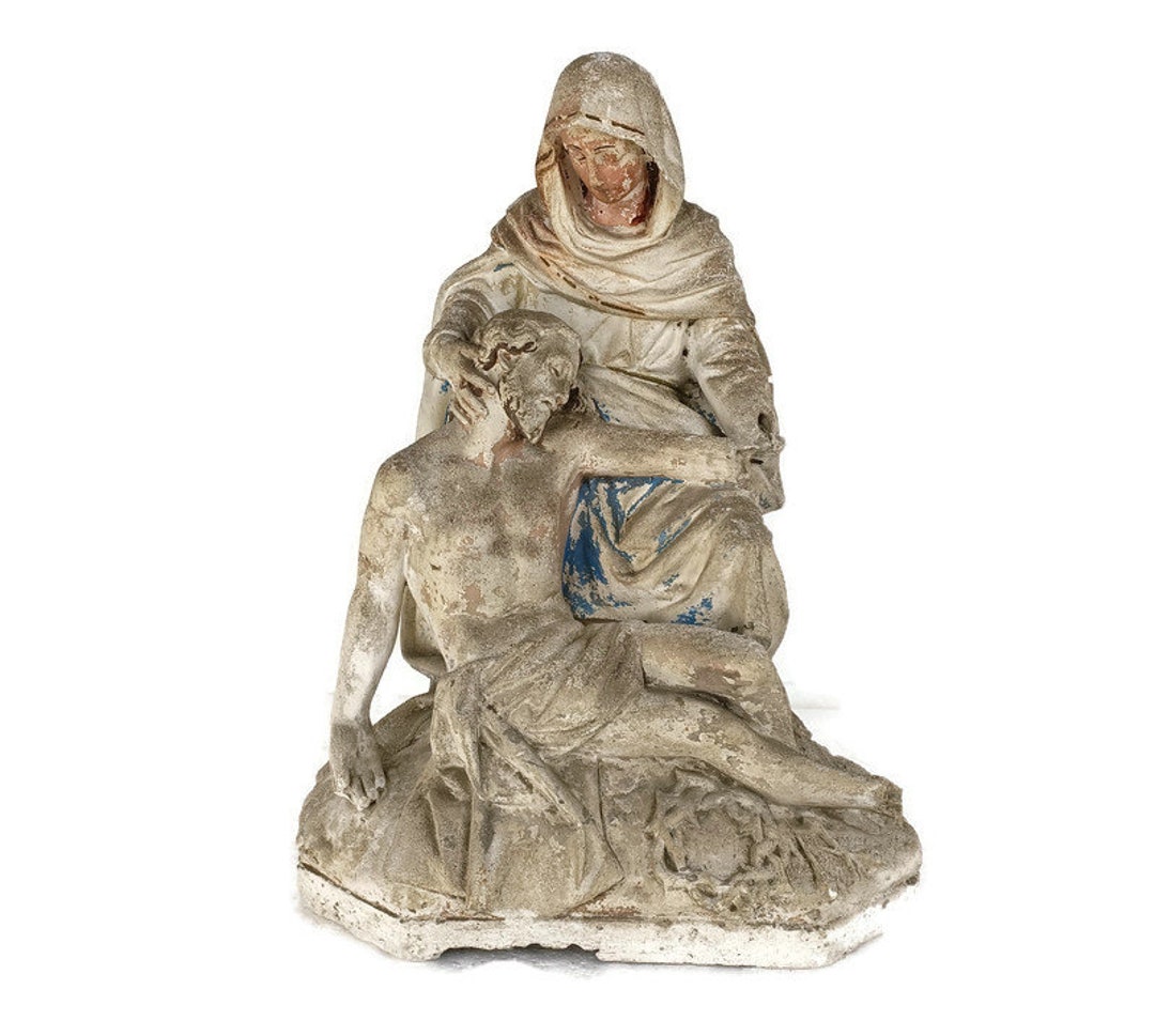Statue Pieta Plaster XL Church Chapel Our Lady of Sorrows Jesus Christ ...