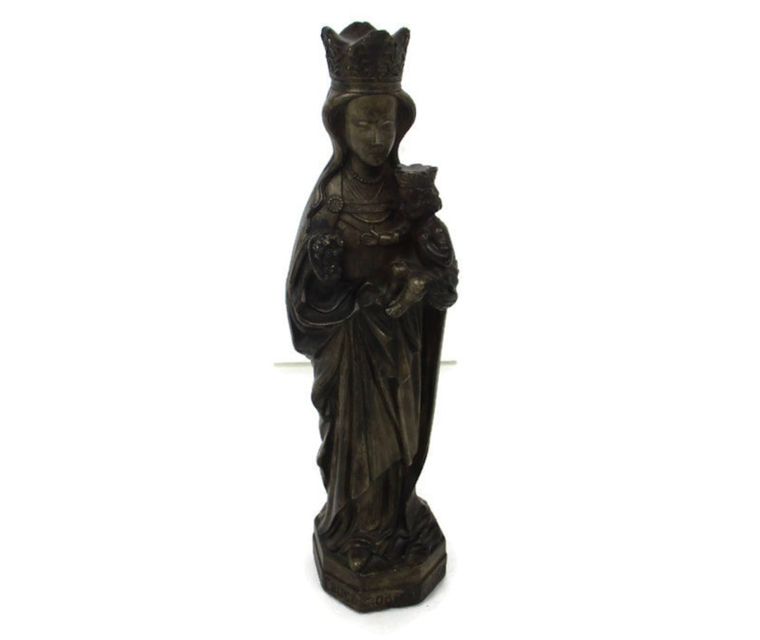 Statue Our Lady of Tongeren Black Madonna Infant Jesus Grapes Collector ...