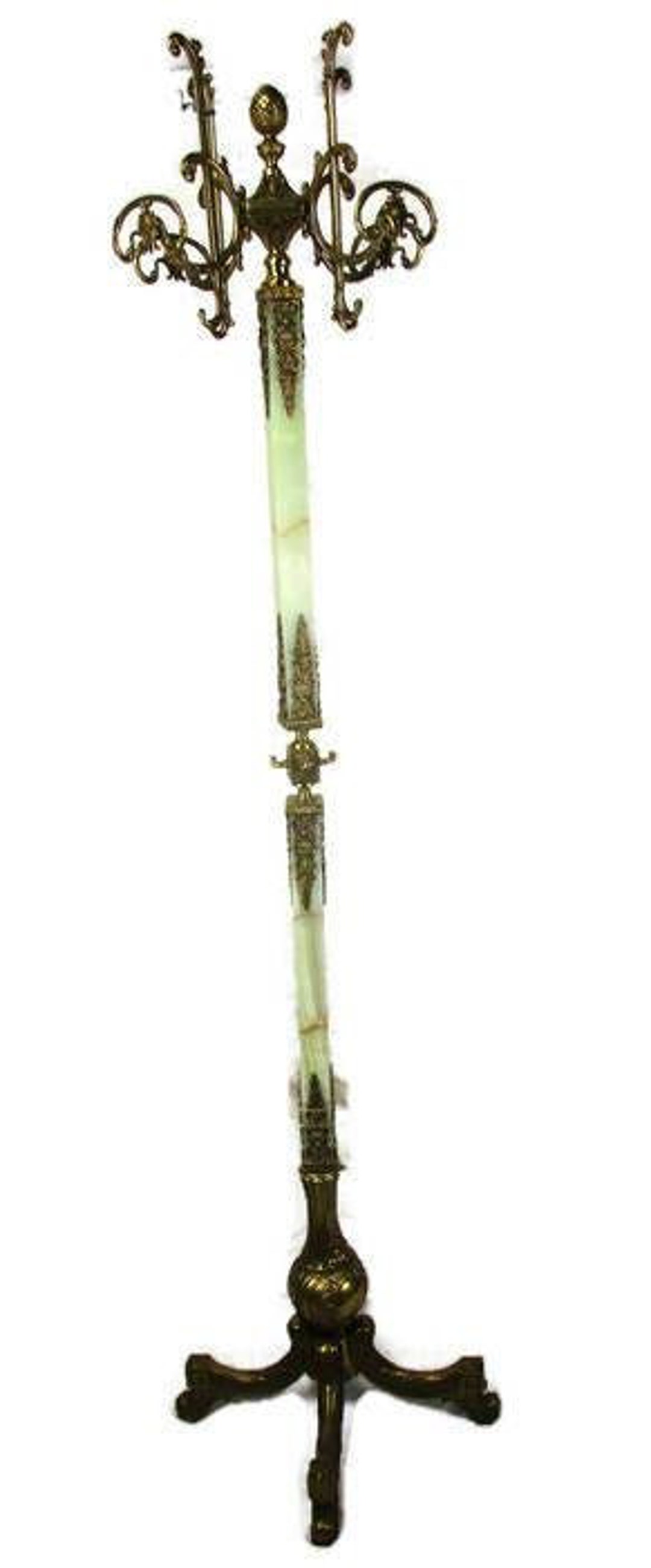 Vintage Onyx Marble Brass Hall Tree Coat Hat Rack Stand Hollywood ...