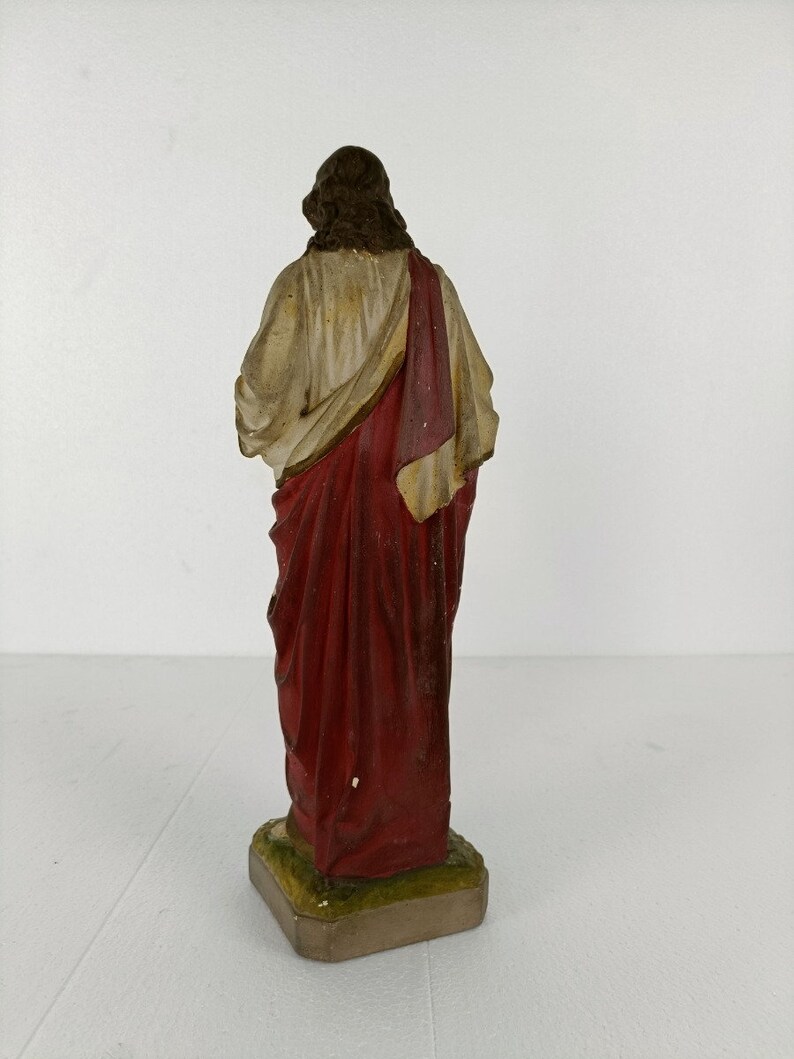 Statue Jesus Christ Savior Sacred Heart Holy Heart Plaster Antique Art ...