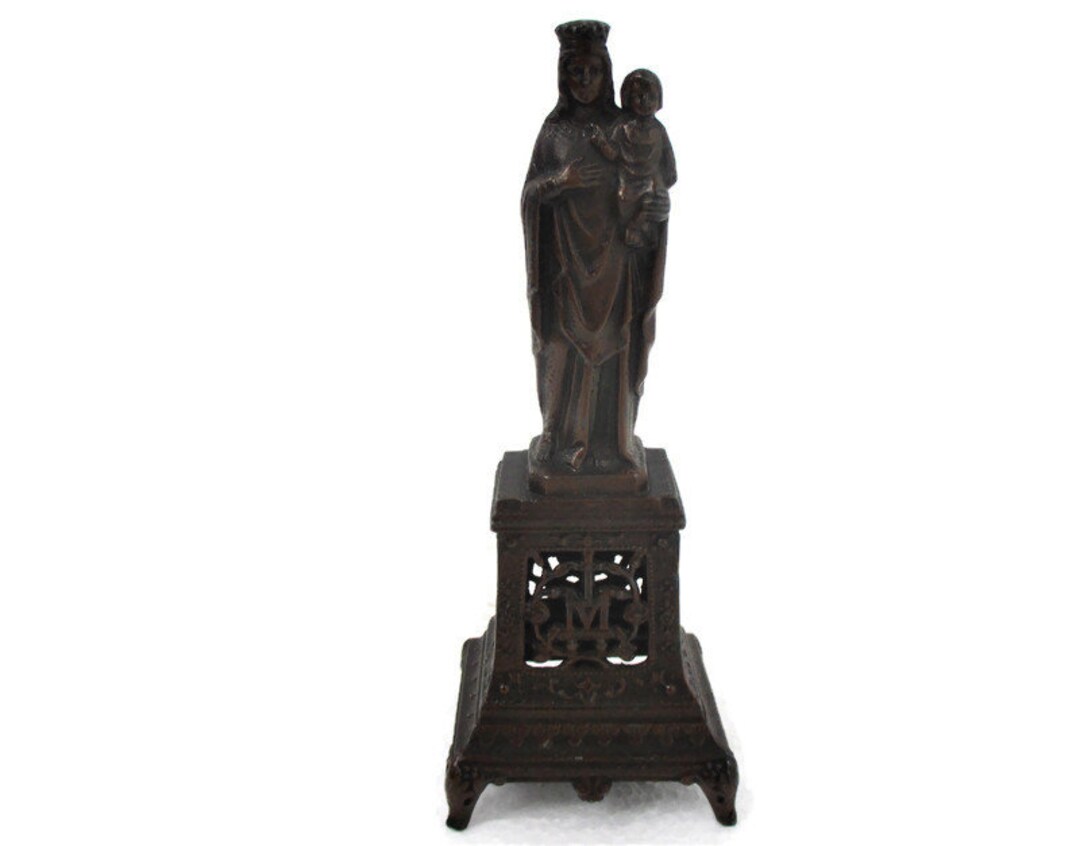Miniature Statue Virgin Mary Our Lady Madonna Infant Jesus - Etsy
