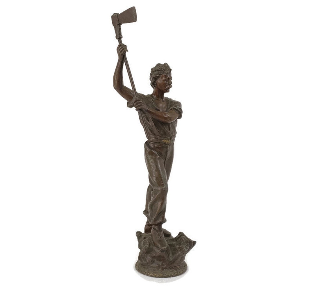 Sculpture Statue Spelter Lumberjack French Art Deco Figurine - Etsy