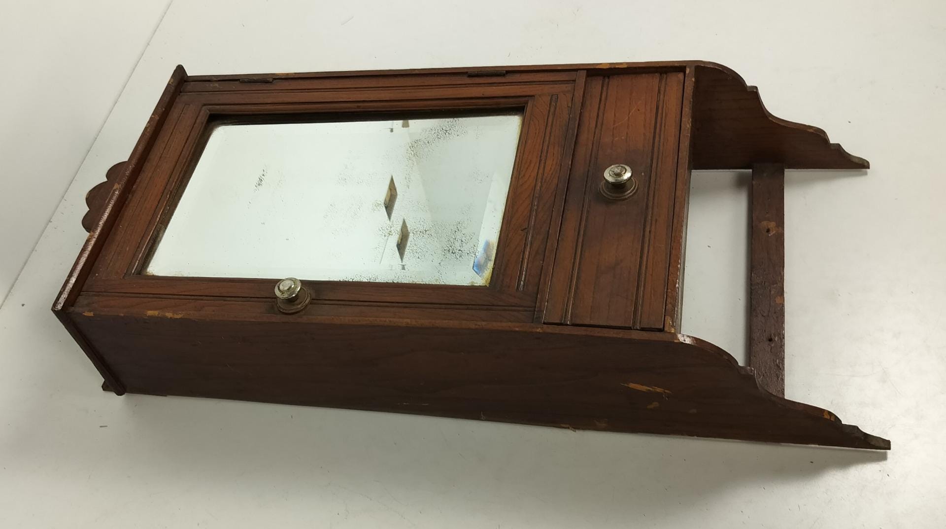 Antique Pharmacy Medicine Apothecary Cabinet Wood Beveled Glass Barn ...