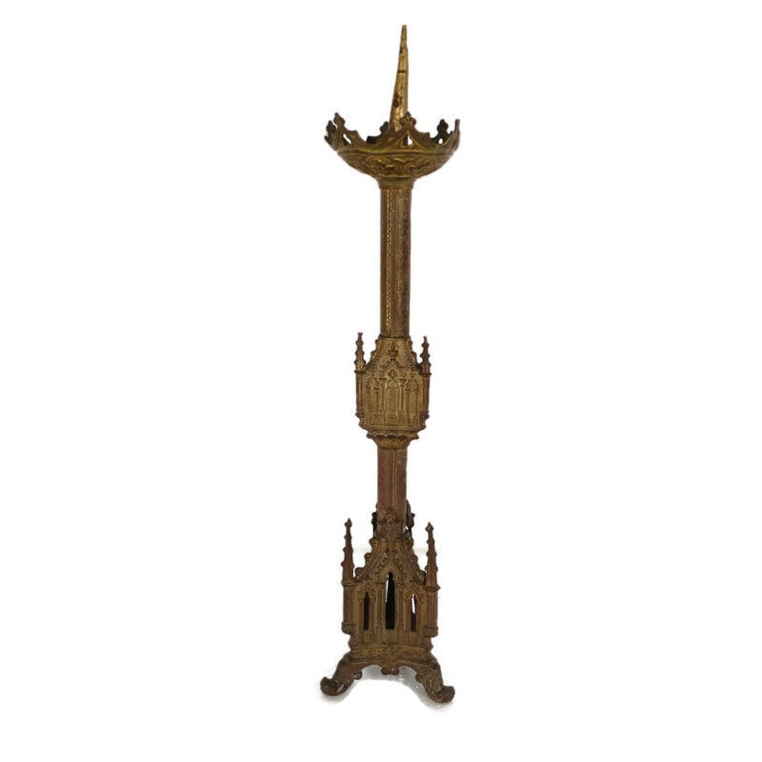 Antique Candle Holder Candle Stick Church Chapel Altar Monastery Brass ...