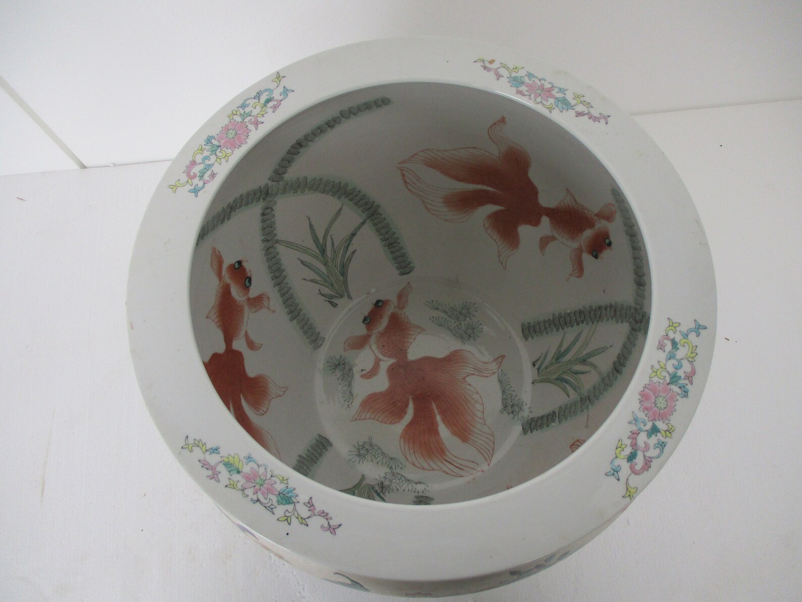 XL Vintage Chinese Porcelain Enamel Famille Rose Koi Fish Bowl - Etsy