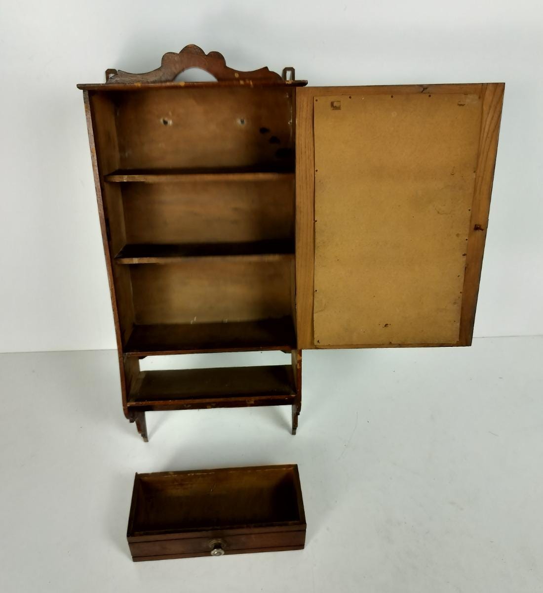 Antique Pharmacy Medicine Apothecary Cabinet Wood Beveled Glass Barn ...