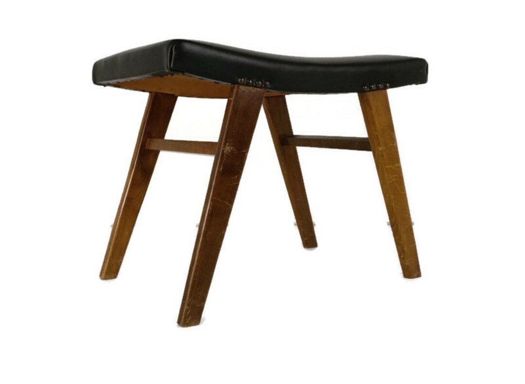 Vintage Footstool Ottoman Foot Rest Bench Poof Mid Century Modern Retro ...