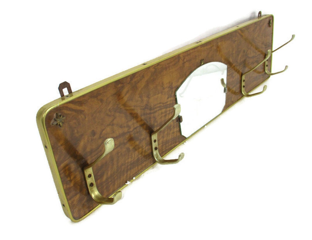 Vintage Mid Century Modern Wood Hat Rack Chrome Wood Industrial ...