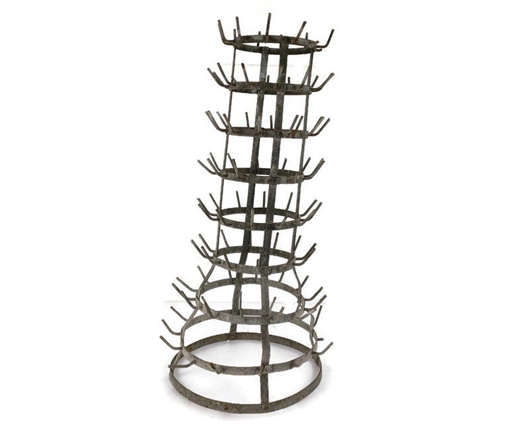 Large French Antique Champagne Wine Bottle Drying Rack 8 Tier Rustic ...